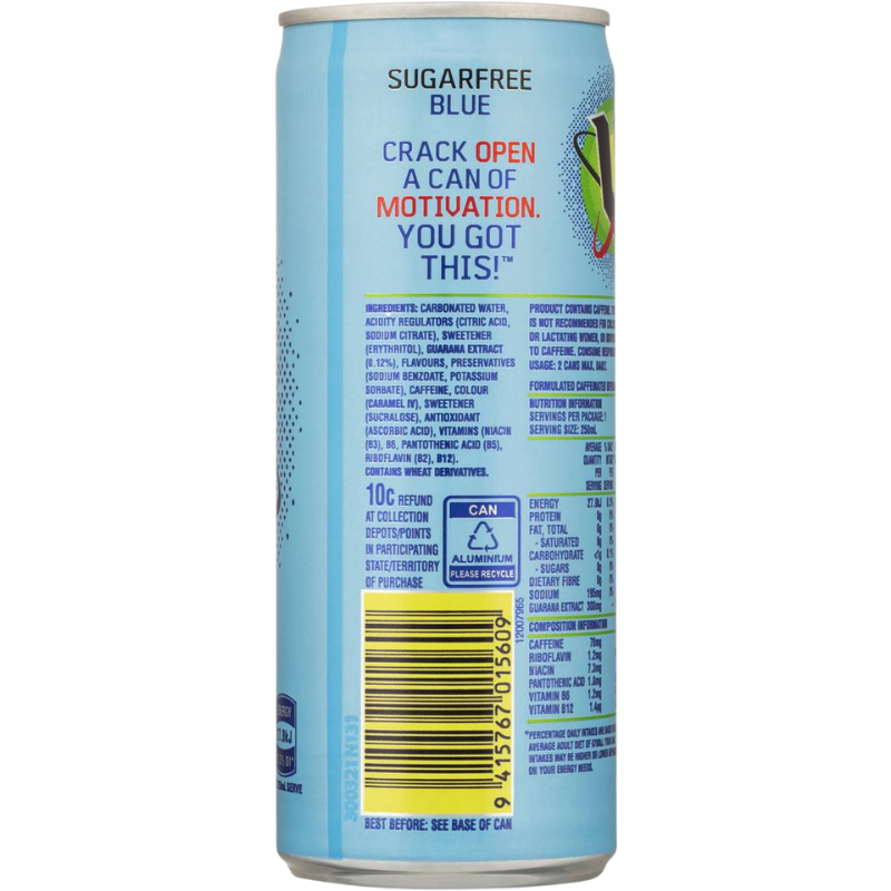 V Blue Sugar Free 250ml | Olympic Circuit Cafe
